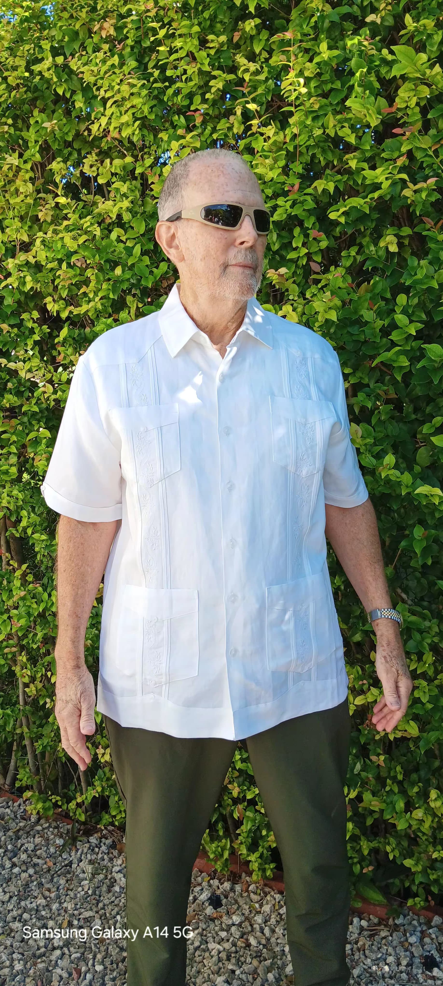 Men's Authentic Embroidered Front Guayabera Style Shirt White D'Accord ...